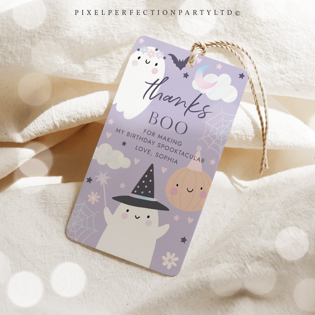 Editable Halloween Ghost Birthday Party Favor Tag Label Spooky One ...