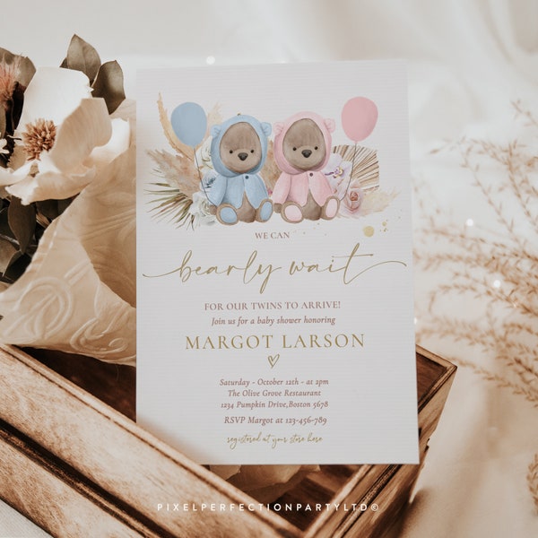 Twin Baby Shower Invitation - Etsy