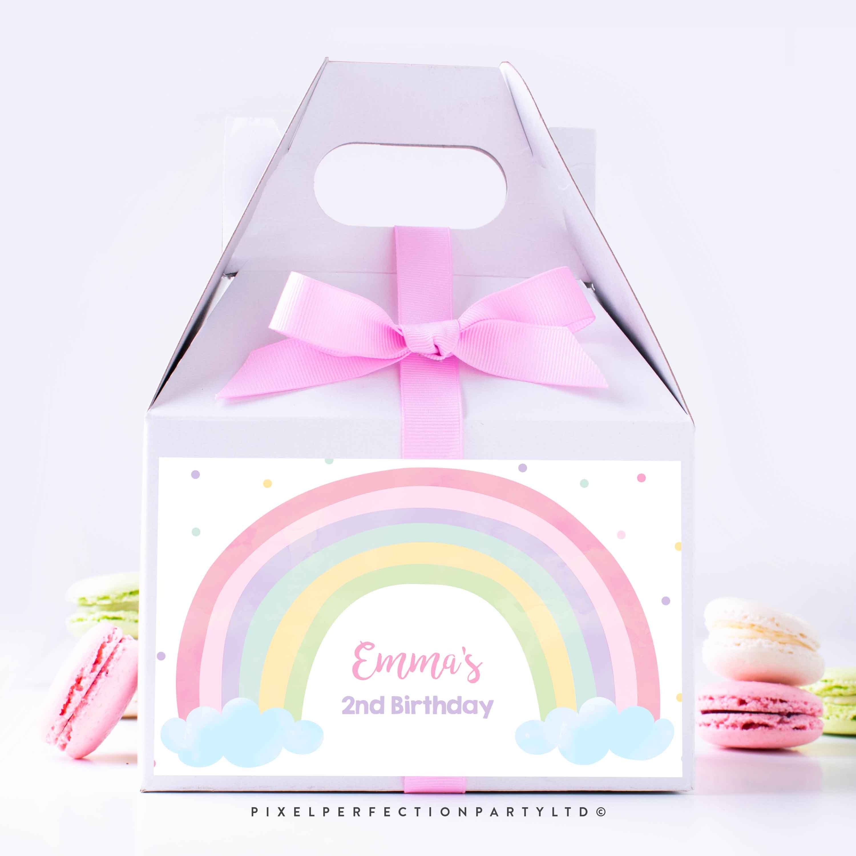 Editable Rainbow Gable Box Favor Labels Pastel Rainbow Party - Etsy Canada