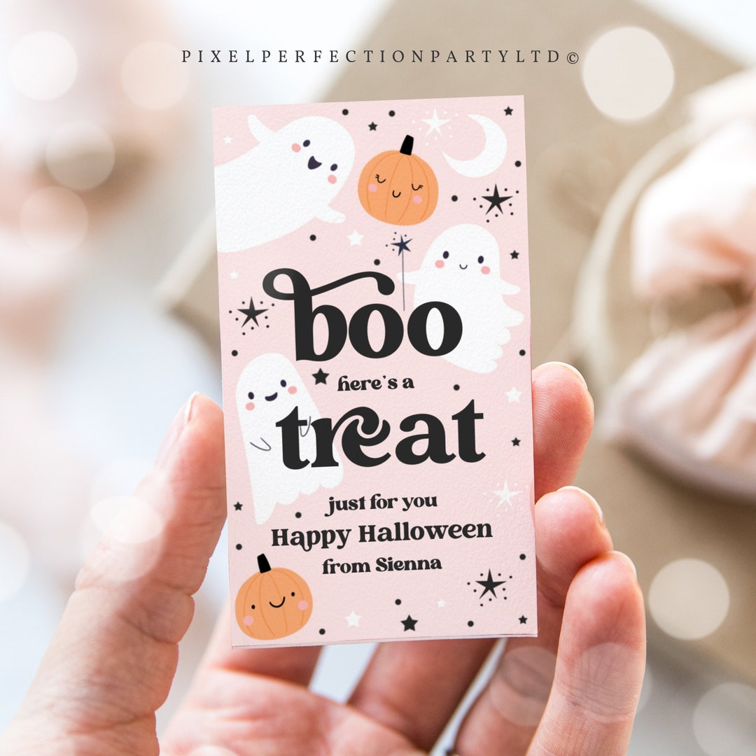 Editable Halloween Ghost Gift Tag Boo Here's A Treat for - Etsy