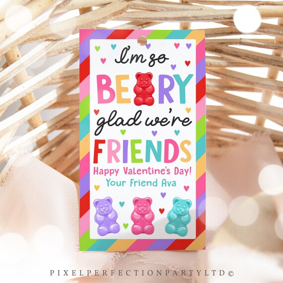 Editable Valentine's Day So Beary Glad We Are Friends Gift Tag Gummy ...