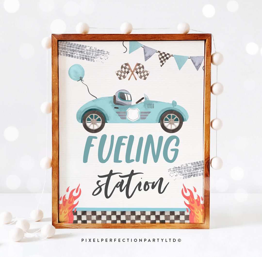Fueling Station Party Sign Race Car 2nd Birthdaygrowing up Two Fast ...