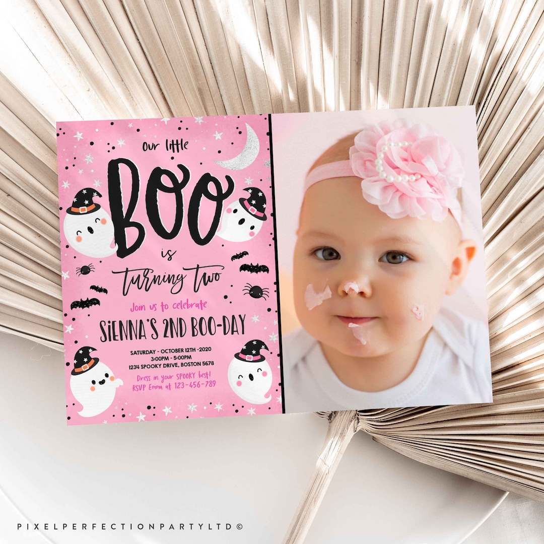 Editable Our Little Boo Birthday Invitation Little Boo Turning Two ...