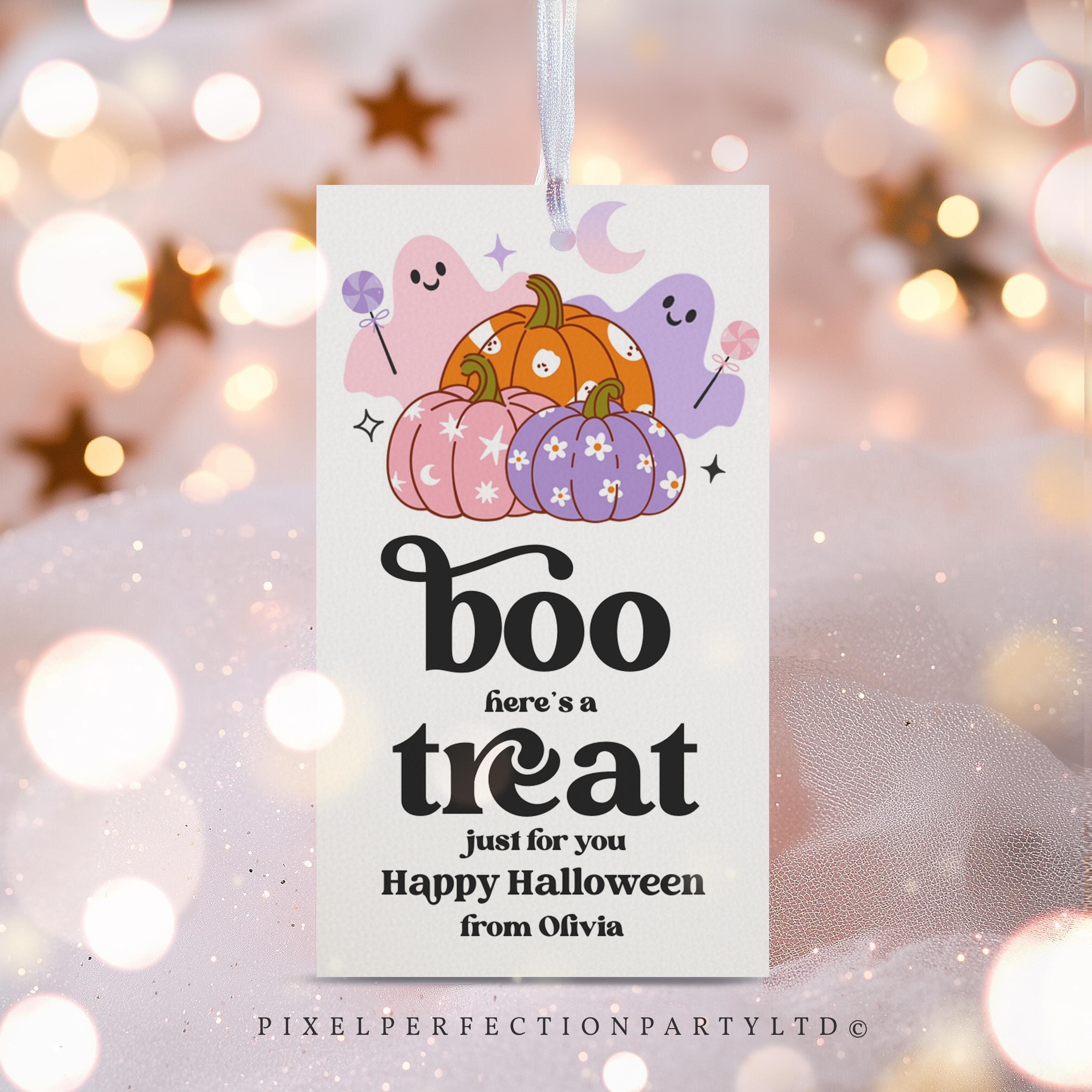 Editable Halloween Ghost Gift Tag Boo Here's A Treat for You Tag Trick ...