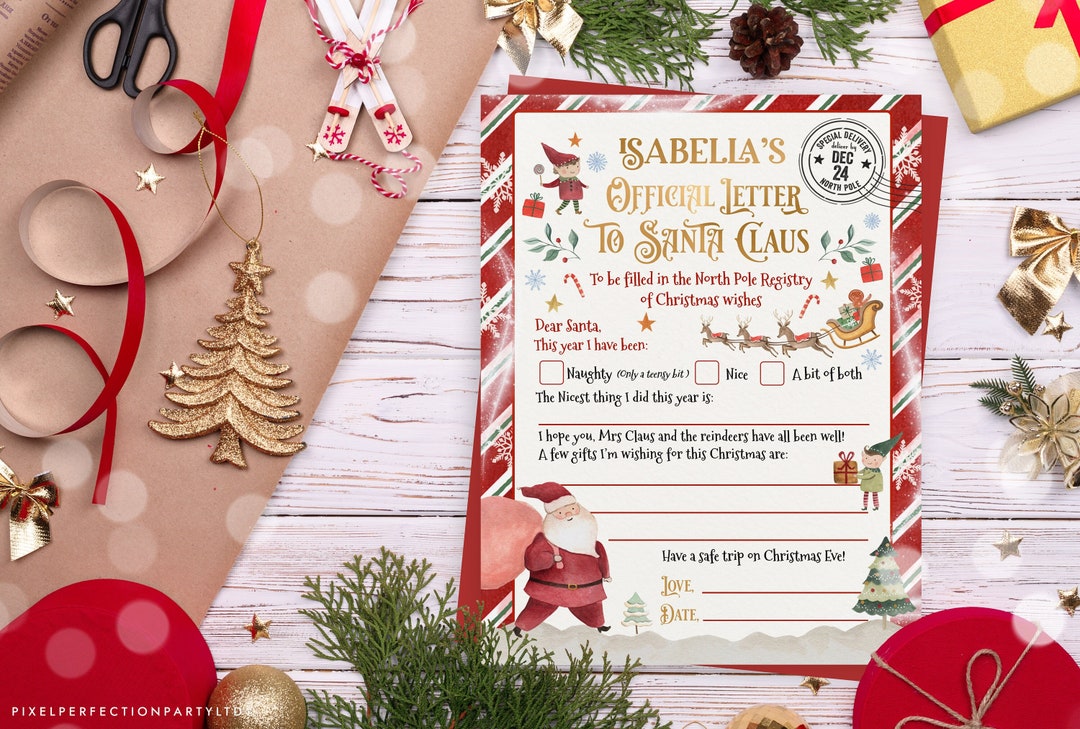 EDITABLE Official Letter to Santa Claus Kit Letter & Mailing - Etsy