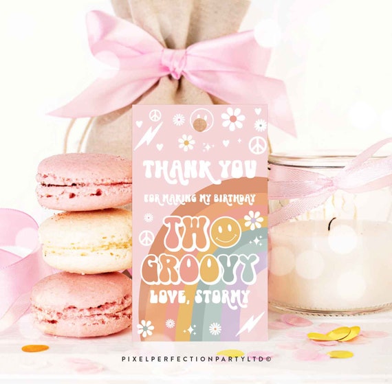 Editable Groovy Birthday Party Favor Tag Two Groovy Birthday - Etsy