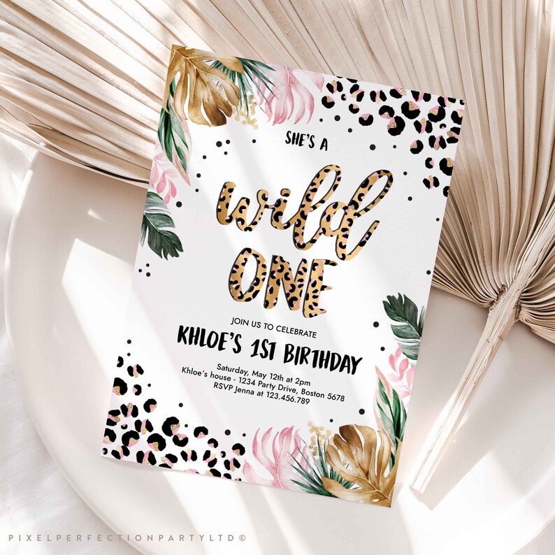 Editable Wild One Leopard Print Jungle Birthday Party - Etsy