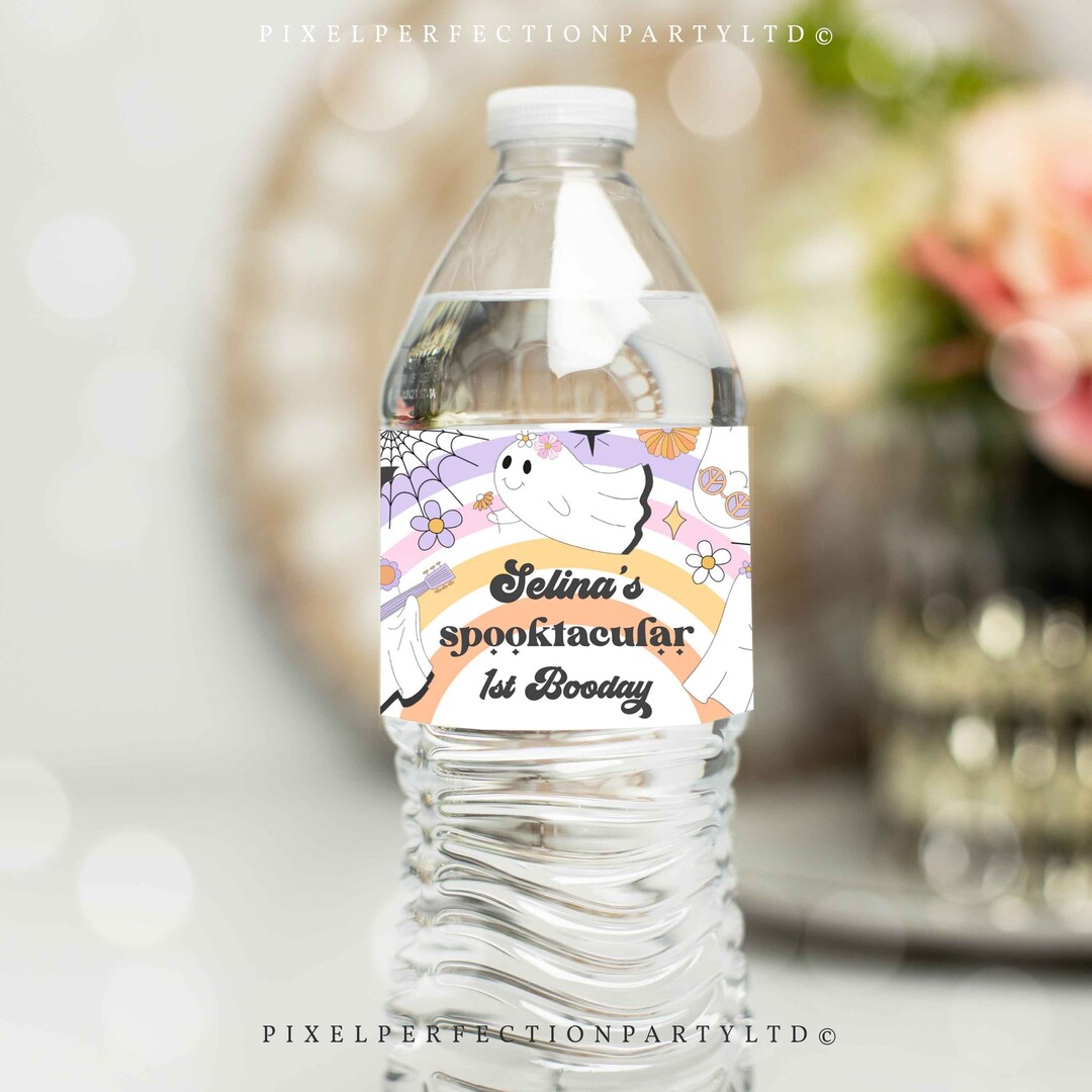 Editable Ghost Birthday Party Water Bottle Labels Cute Spooky Ghost ...