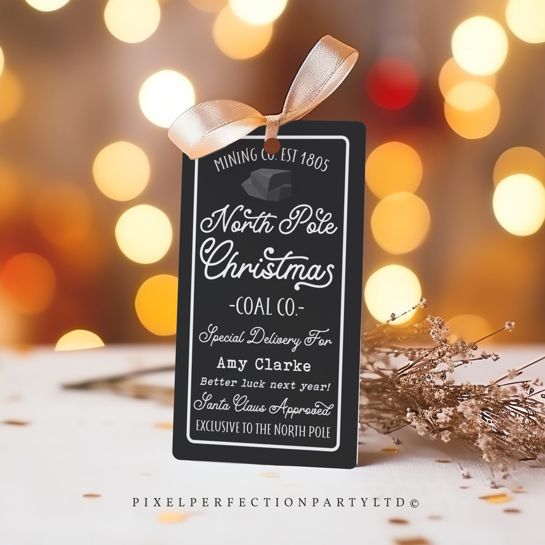 EDITABLE Christmas Coal Gift Tag Lump of Coal From the North - Etsy
