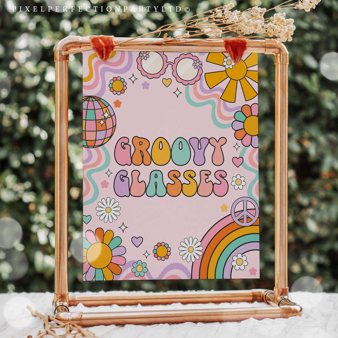 Groovy 70's Birthday Party Decor Groovy Glasses Party Sign Groovy One ...