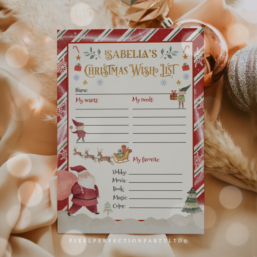 EDITABLE Christmas Wish List Letter Santa Claus Christmas Wish List ...