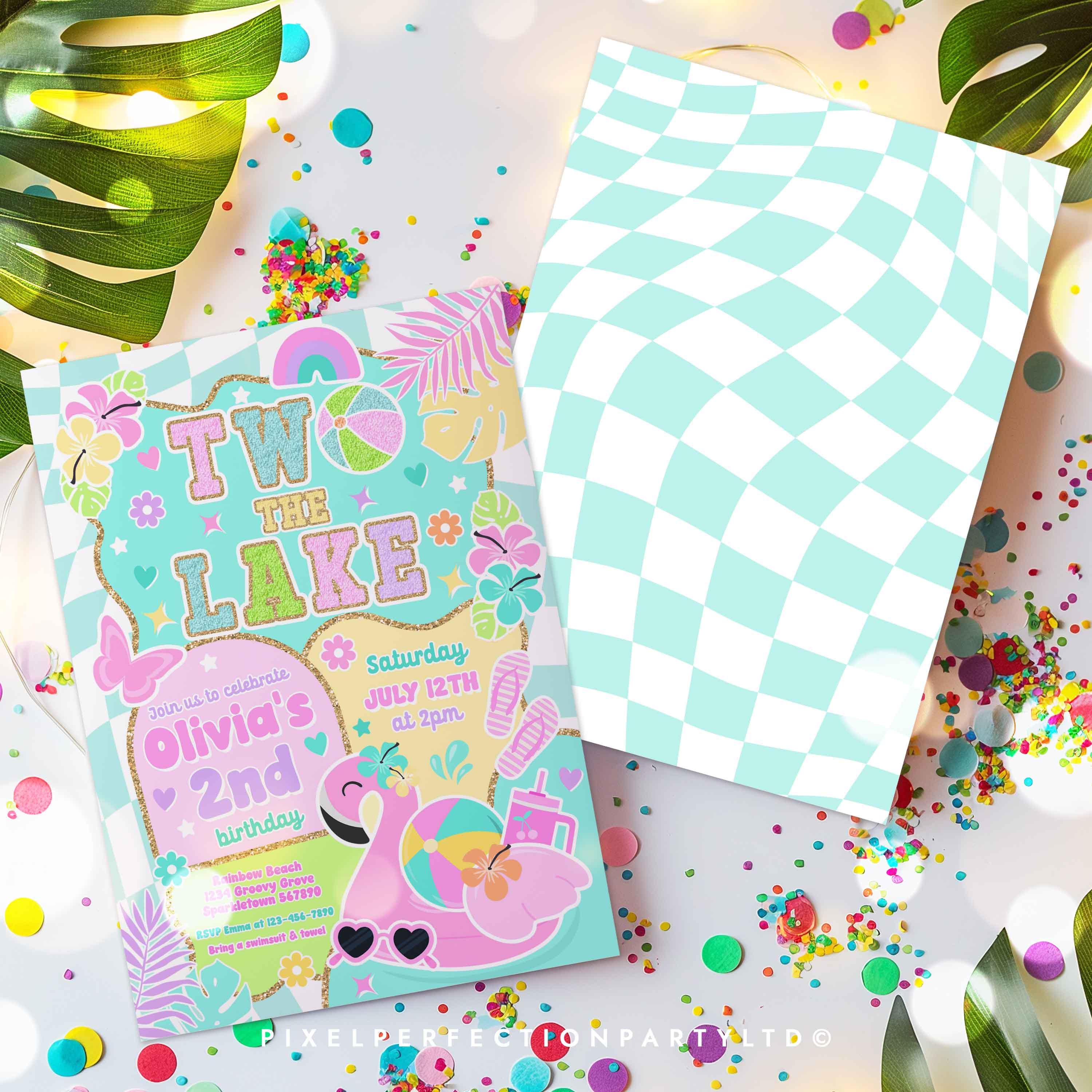 Editable Water Park Preppy Pool Party Invitation Varsity Fashion Pool ...
