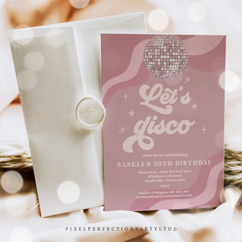 Editable Let's Disco Retro Birthday Party Invitation - Etsy UK