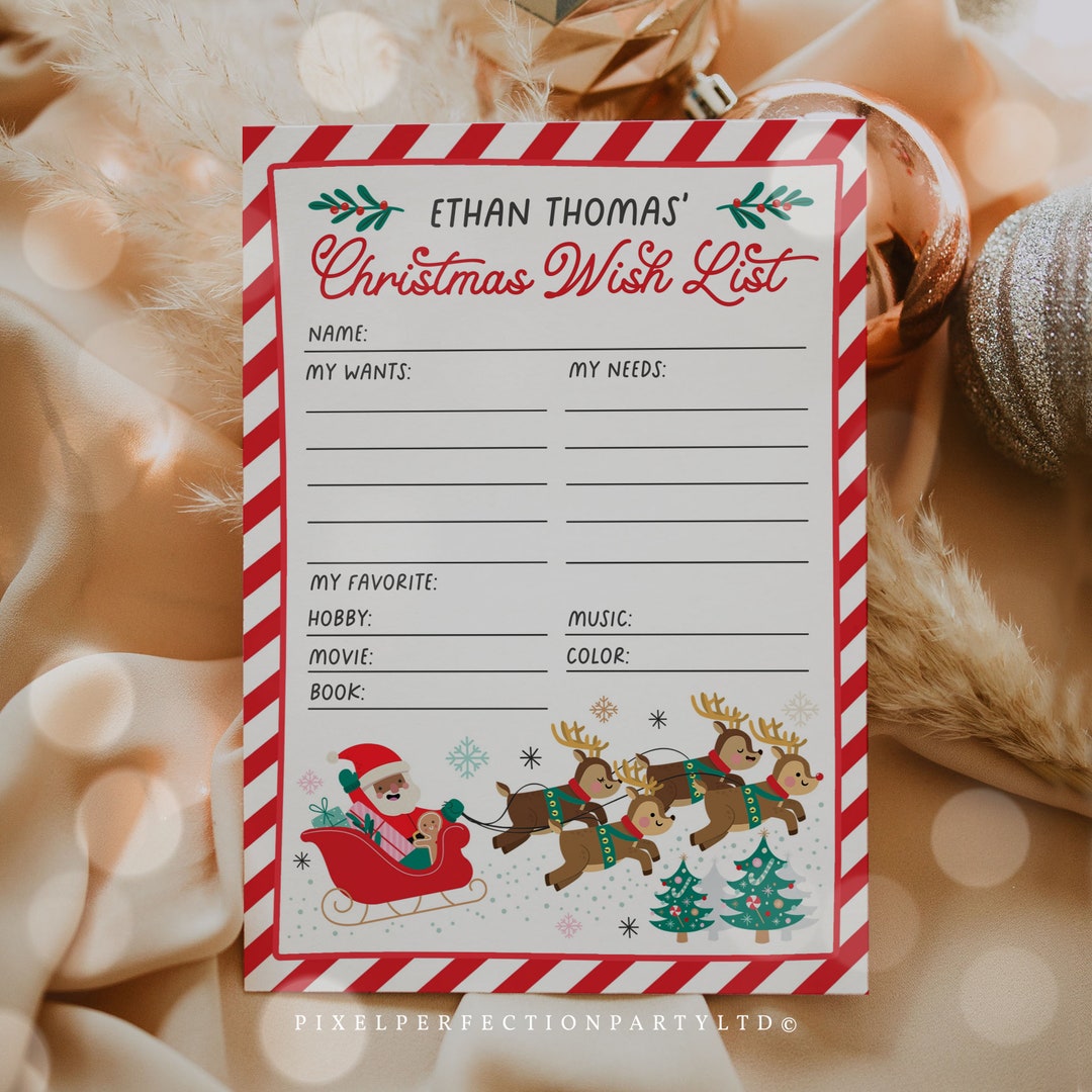 Editable Christmas Wish List Letter Santa Claus Christmas Wish List ...