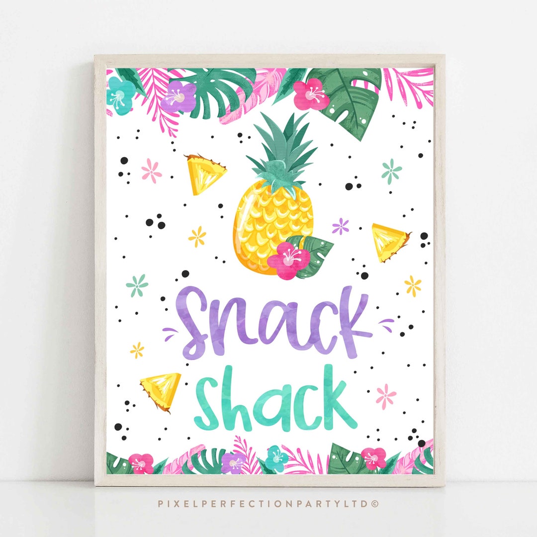 Hawaiian Luau Birthday Party Sign Snack Shack Party Sign Luau - Etsy