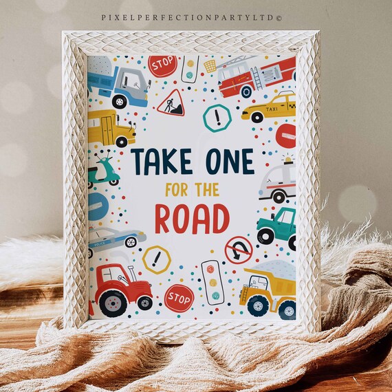 Transportation Birthday Take One For The Road Table Sign Trucks Cars ...