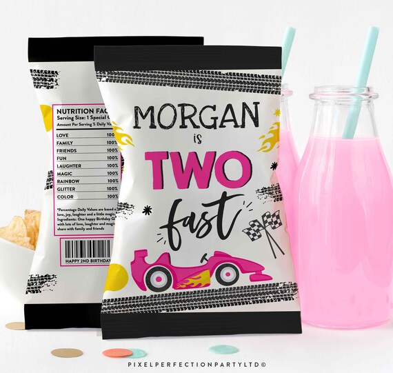 EDITABLE Two Fast Chip Bag Wrapper Labels Two Fast Birthday Chip Party ...