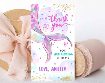 Editable Mermaid Birthday Favor Tag Mermaid Gift Tag Whimsical Mermaid ...