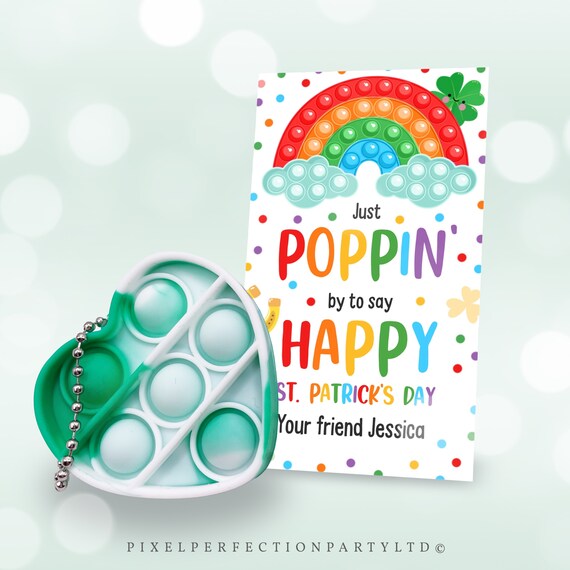 Editable St. Patrick's Day Pop It Gift Tag Just Poppin' By To Say Happy ...
