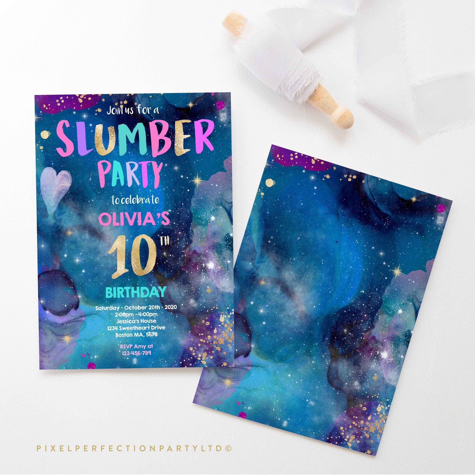 Editable Galaxy Birthday Party Invitation Galaxy Slumber Party - Etsy UK