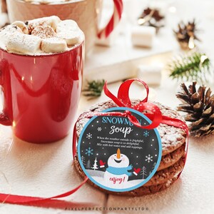 Snowman Soup Gift Tag Snowman Soup Christmas Party Favor Sticker Hot ...