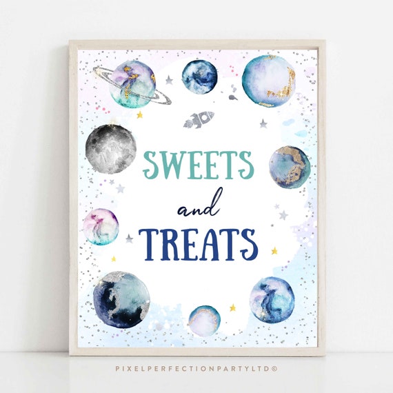 Outer Space Sweets And Treats Party Sign Outer Space Galaxy Sweet ...