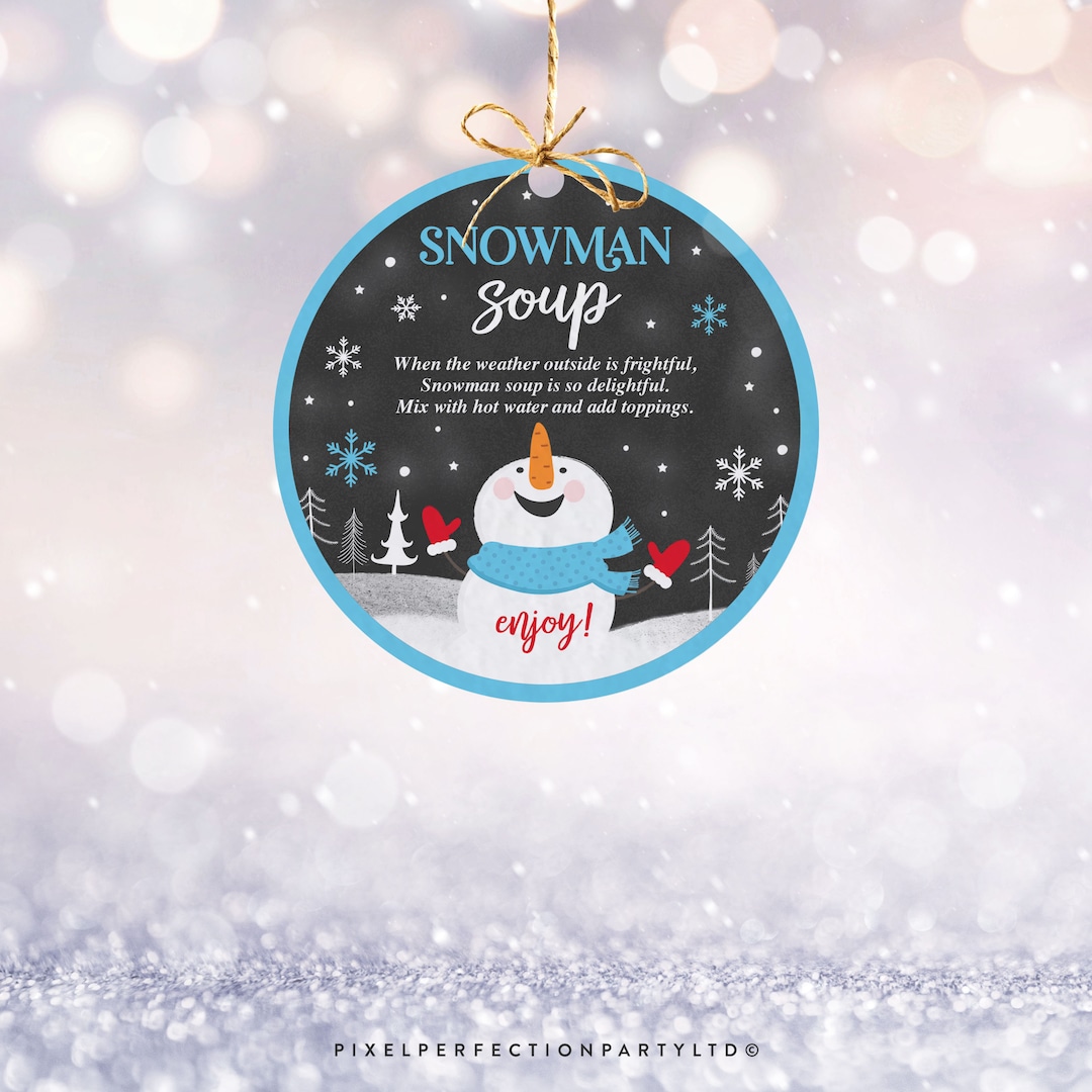 Snowman Soup Gift Tag Snowman Soup Christmas Party Favor Sticker Hot ...