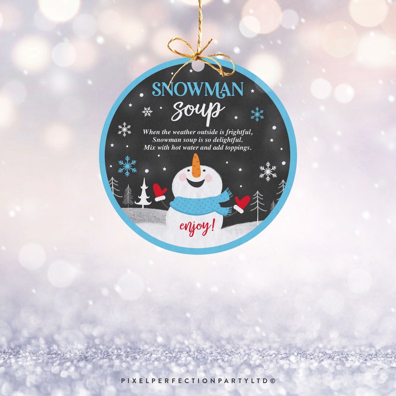Snowman Soup Gift Tag Snowman Soup Christmas Party Favor Sticker Hot ...
