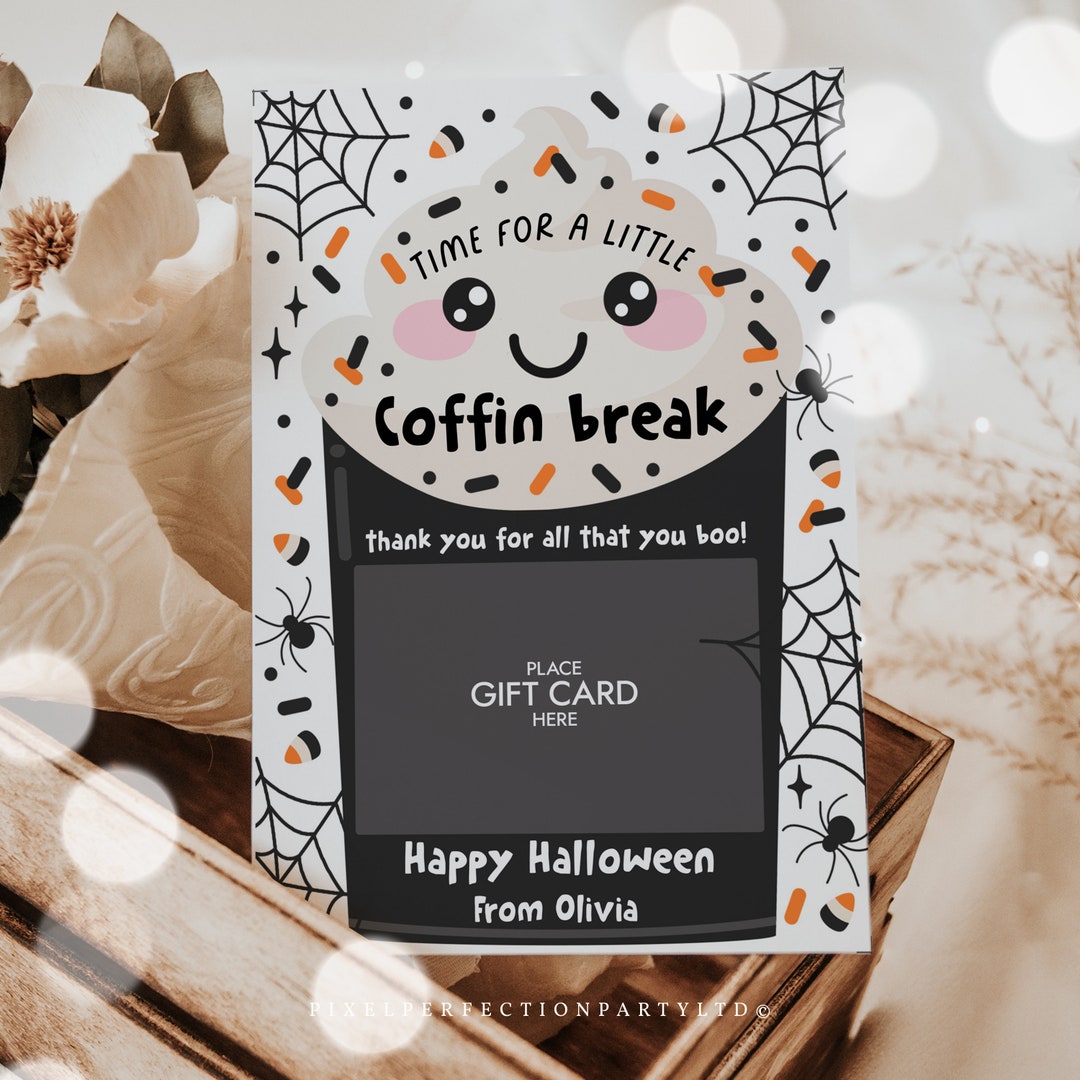 Editable Halloween Coffee Appreciation Gift Card Holder Time for A ...