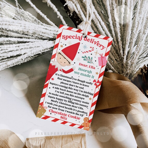 EDITABLE Elf Goodbye Gift Tag Elf Goodbye Cookie Mix Tag Goodbye From ...