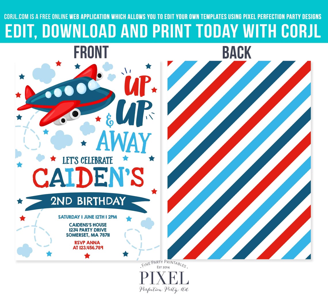 Editable Airplane Birthday Invitation Airplane Birthday Party - Etsy