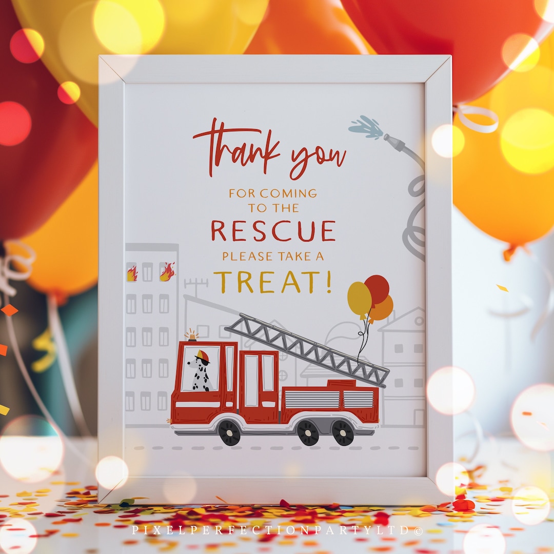 Thank You for Coming to the Rescue Fire Truck Birthday Party Sign ...