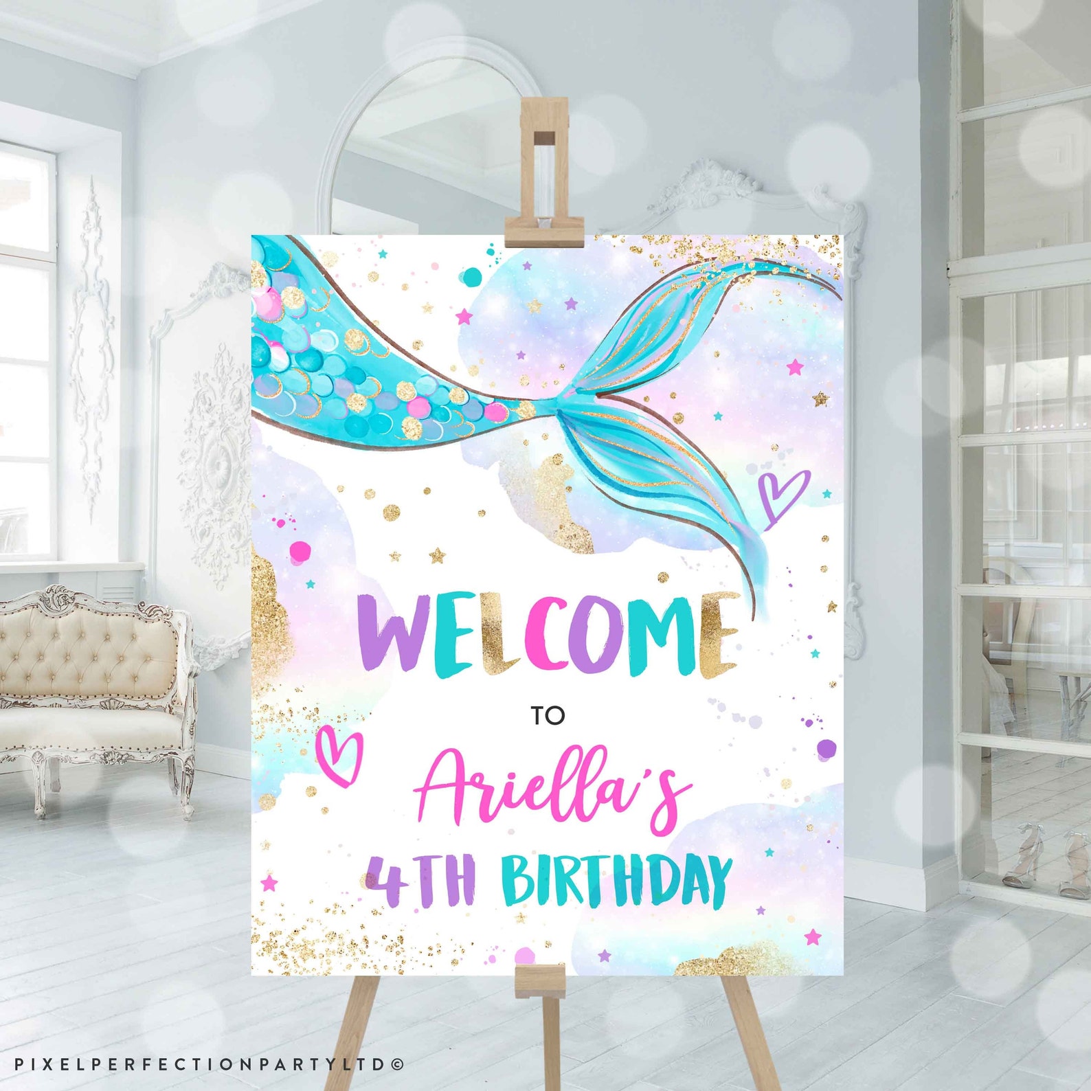Editable Mermaid Welcome Sign Mermaid Birthday Party Welcome - Etsy