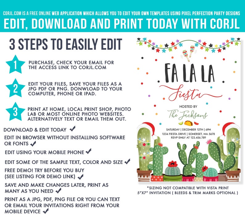 Christmas Fiesta Party Invitation Holiday Fiesta Party | Etsy