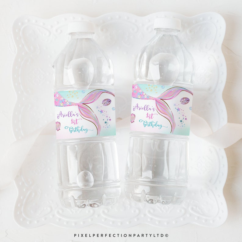 Editable Mermaid Birthday Water Bottle Labels Mermaid Juice - Etsy