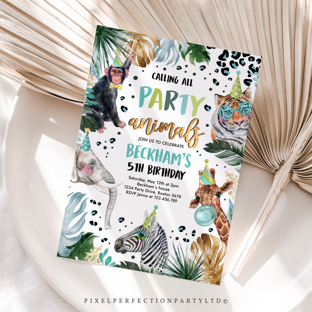 Editable Party Animals Birthday Invitation Leopard Print - Etsy