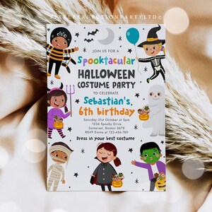 Editable Halloween Costume Party Birthday Invitation Halloween ...