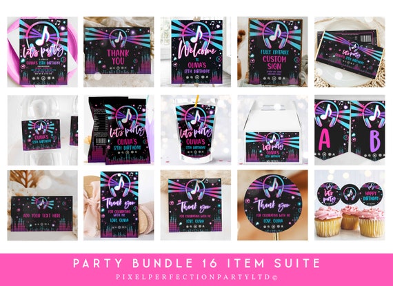 Editable Music Birthday Invitation And Bundle Music App Teen Tween ...