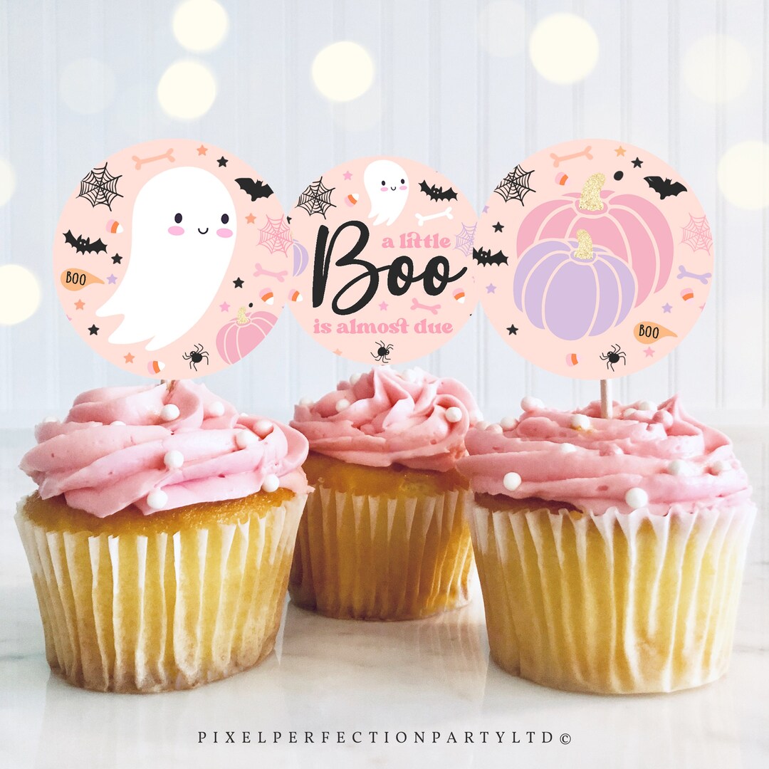 Little Boo Baby Shower Cupcake Toppers Halloween Girl Ghost Baby Shower ...
