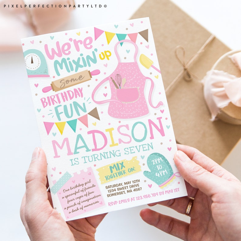Editable Baking Birthday Party Invitation Cooking Birthday - Etsy