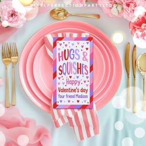 Editable Squishy Valentines Gift Tags Hugs and Squishes Valentine Tag ...