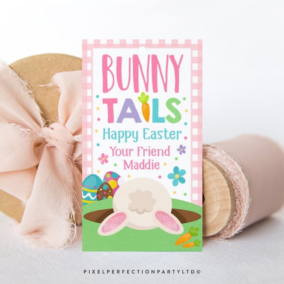 Editable Easter Bunny Tails Gift Tag Easter Treat Candy Gift Tag Easter ...