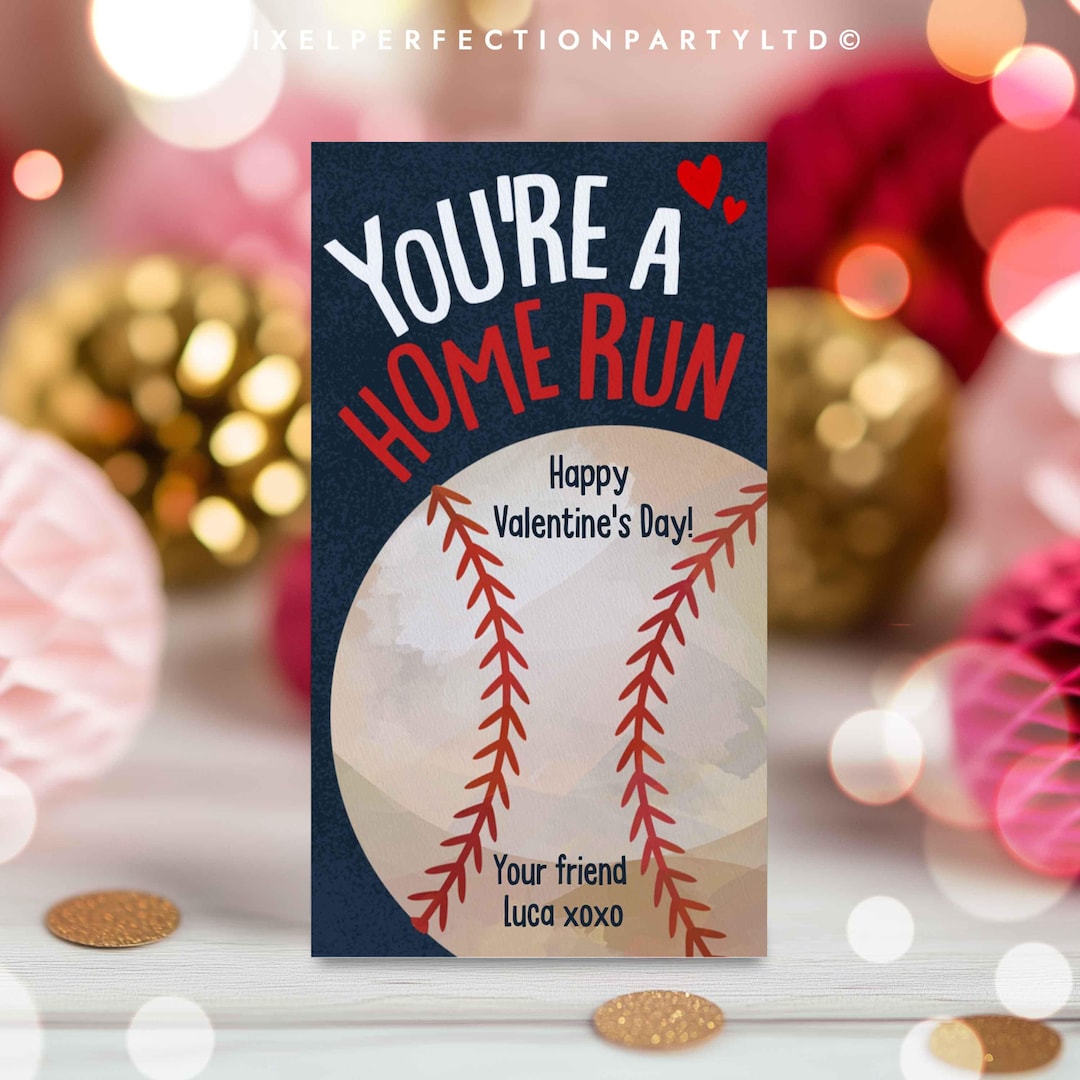 Editable Baseball Valentine's Day Gift Tag Valentine You're A Home Run ...