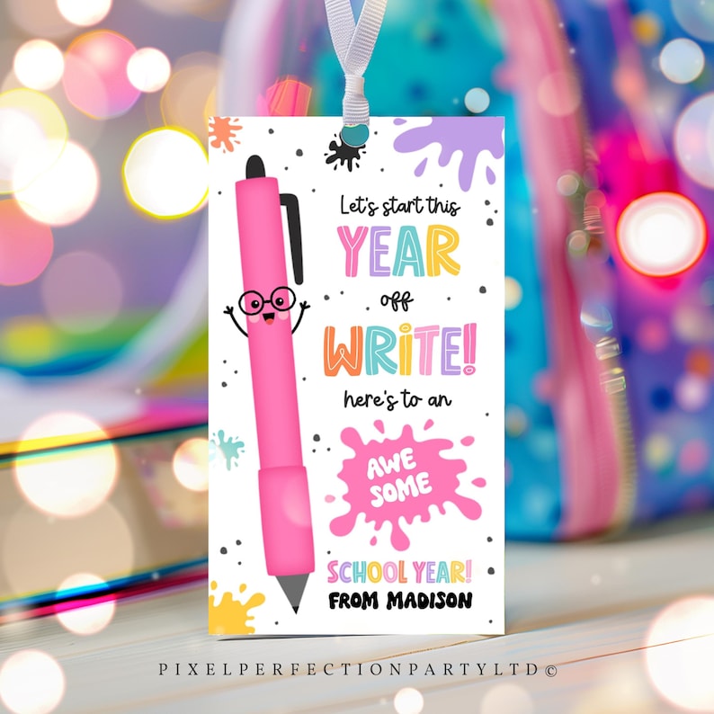 Editable Back to School Gift Tag Let's Start This Year Write Pen Gift ...