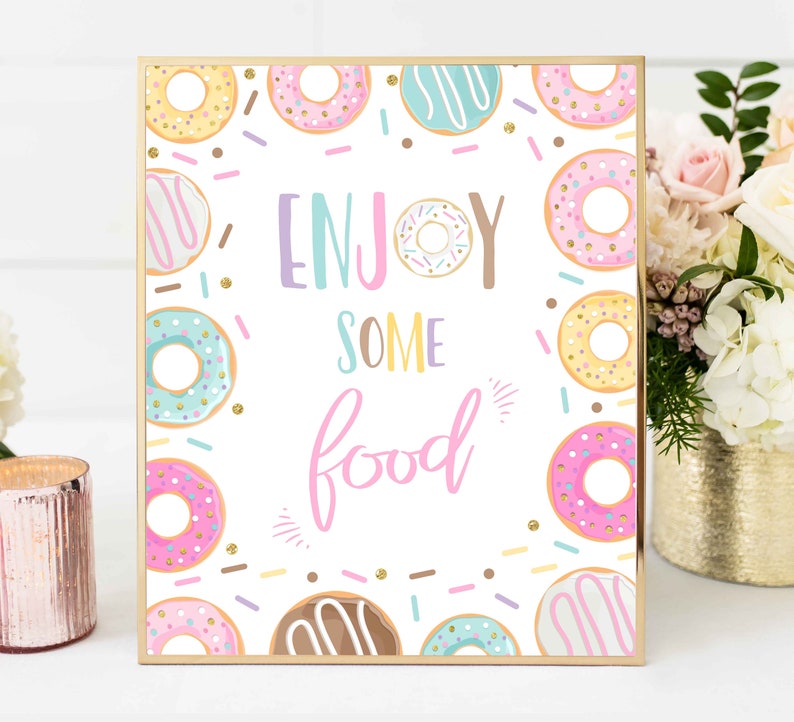 Enjoy Some Food Table Sign Donut Party Sign Food and Beverage | Etsy
