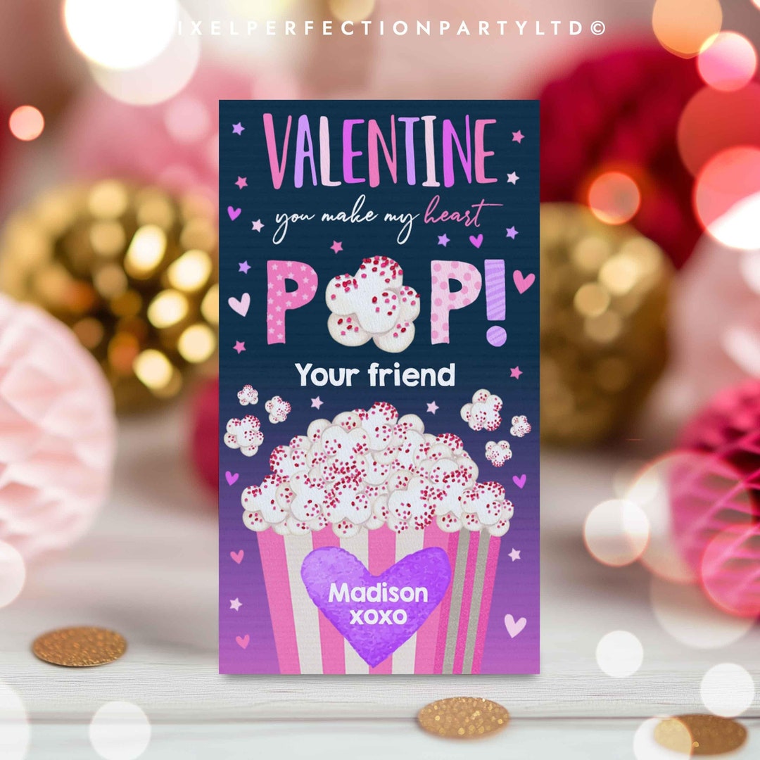 Editable Valentine's Day You Make My Heart Pop Gift Tag Popcorn ...