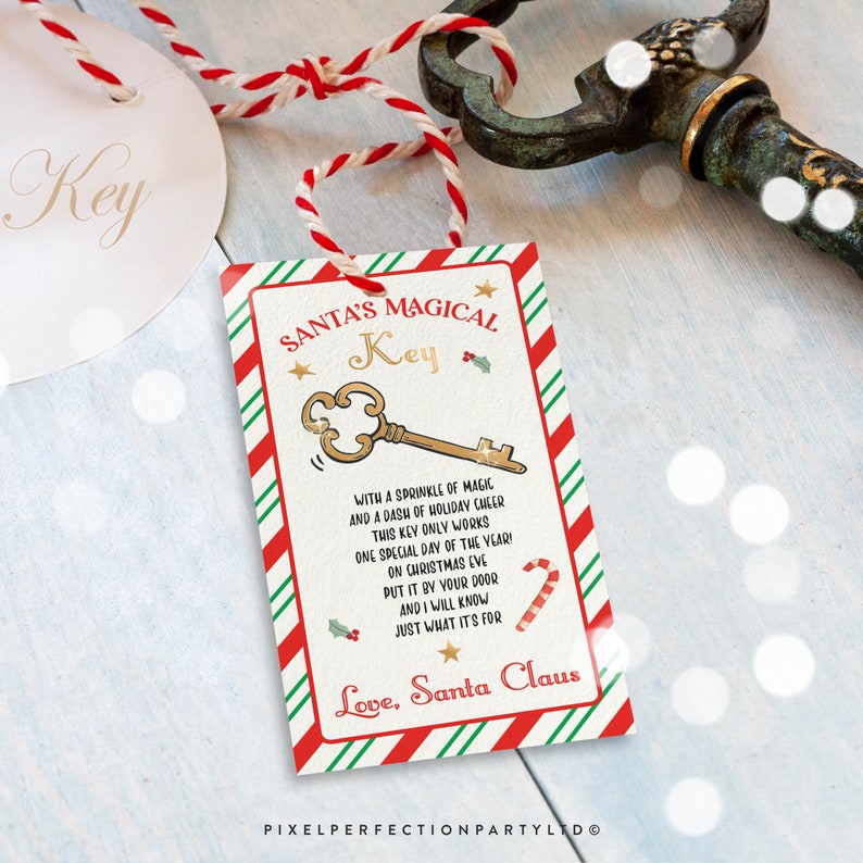 EDITABLE Santa's Magic Key Tag Father Christmas Magical - Etsy