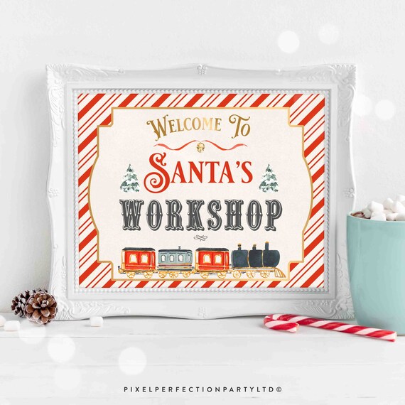 Polar Express Birthday Party Sign Welcome To Santa's Workshop Party ...
