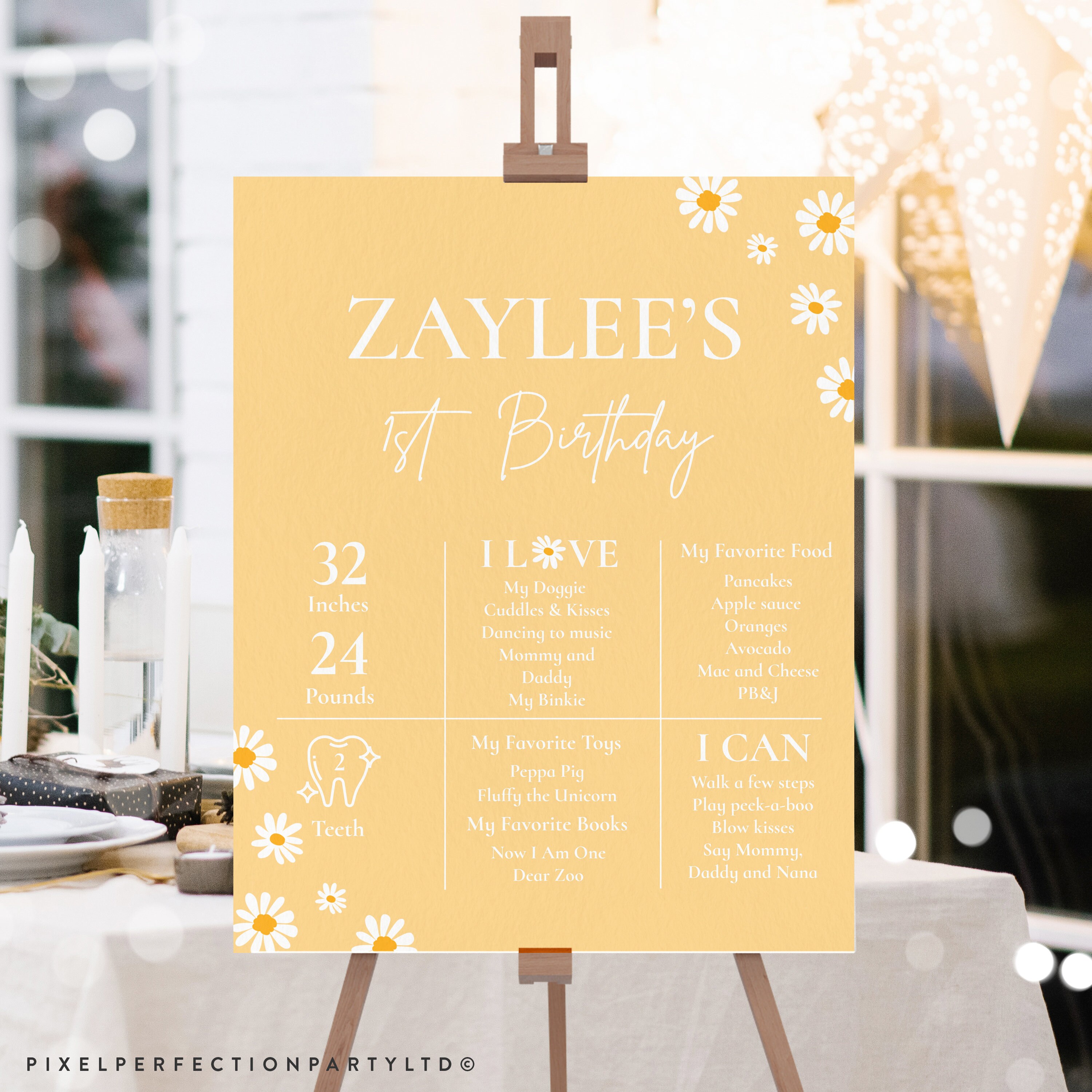 Editable Daisy Birthday Milestone Poster Boho Little Miss | Etsy