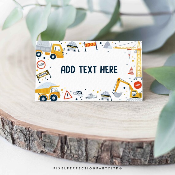 Editable Construction Fold Over Food Labels Dump Truck Digger - Etsy